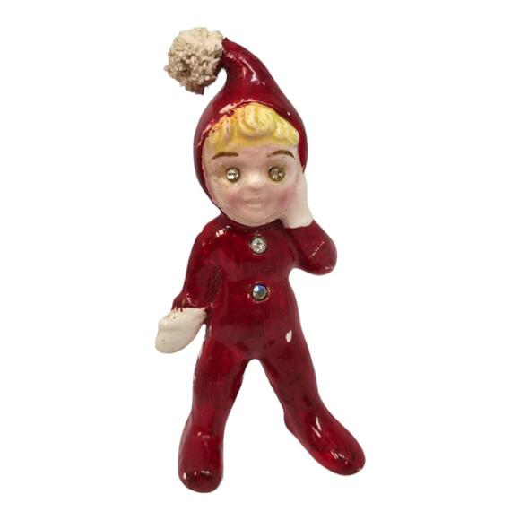 Holiday | Vintage Ceramic Christmas Pixie Elf Rhinestone Eyes And ...
